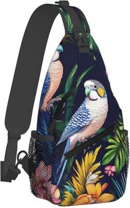 Generic Durable Sacoche Bandouliere Oiseaux tropicaux Fleurs Sac Bandouli&egrave;re Mode Sac Poitrine pour &eacute;cole Cyclisme Homme