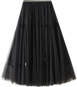 Generic Jupe Taille Haute Courte Sequin Grande Boheme Évasée sous Drapée Dentelle Pareo Etoile Blanches Adulte Minijupe Au Canard Suedine Pailletée Flamenco P