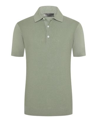 Ferrante Unifarbenes Poloshirt aus &auml;gyptischer Baumwolle in Reiskornstruktur in