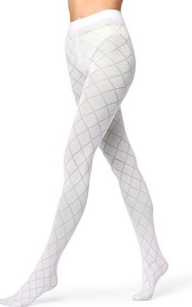 Merry Style Collant Fantaisie Opaque &agrave; Motif Lingerie Sexy Sous-v&ecirc;tements Femme MS 328 60 DEN (Blanc, XL)