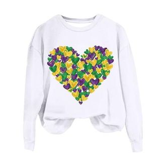 Generic Sweat-shirt &agrave; col rond pour femme - Pull &agrave; manches longues - Sans capuche - Haut d&eacute;contract&eacute; - Automne Hiver 2026 - Imprim&eacute; tendance - Col rond - Swea