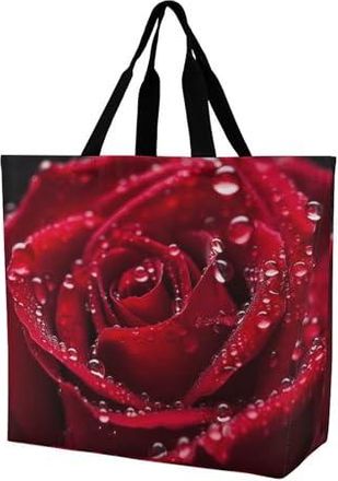 Generic Roses Rouge Sac Cabas Pliable Sacs De Courses Imperm&eacute;able Sac Fourre-Tout Pour Travail Shopping Quotidienne