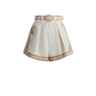 Zimmermann Short en lin &agrave; broderies