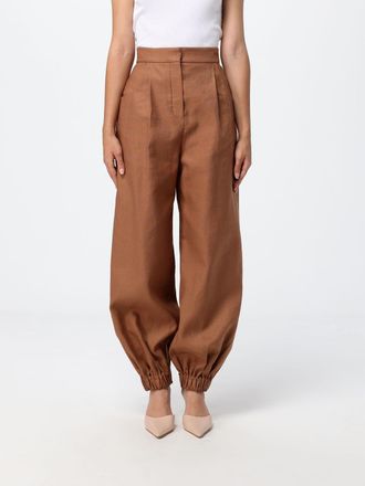 Fendi Weit geschnittene Chino-Hose aus Leinen-Baumwoll-Mischung mit hohem Bund