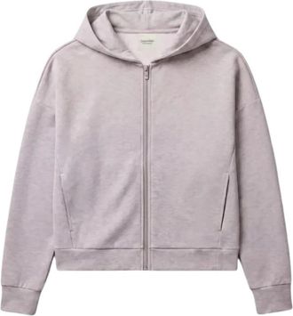 Calvin Klein SweaT-shirt &agrave; capuche zipp&eacute; en coton logo - Femme - Sweatshirts et sweats &agrave; capuche - Gris - Taille: 38 FR