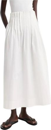 R&oacute;he Femme, Jupes, Blanc, Taille: 34 FR Jupe Maxi Pliss&eacute;e en Popeline