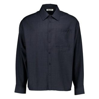 Olaf Hussein Wool Blend Boxy LS Shirt - - Shirts - Herren - Grau - L