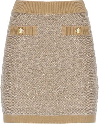 Elisabetta Franchi Femme, Jupes, Beige, Taille: 38 FR Knit Skirt with Sequins