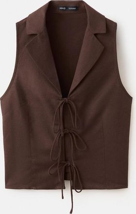 Mango Chemise bretelles nou&eacute;es chocolat - Femme - XS - MANGO