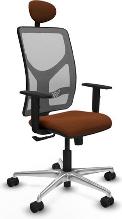 Piqueras y Crespo B&uuml;rostuhl mit 1D-Armlehnen, h&ouml;henverstellbare Lendenwirbelst&uuml;tze und festes Kopfteil, ausgestattet mit 3 Positionen und Schneidschaum, Grau/Braun