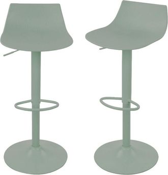 DRAWER Lot de 2 chaises de bar r&eacute;glables en plastique et m&eacute;tal H58-79cm - Vert - Heribo