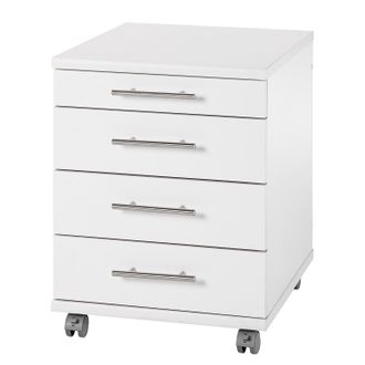 Furnitive home24 Rollcontainer Yacolt 42 x 57 x 50cm Weiß/Weiß