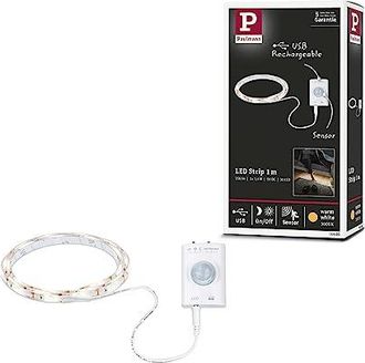 Paulmann 78900 LED Strip batteriebetrieben inkl. Bewegungsmelder und Dämmerungssensor 1m 1,4W 140lm/m 3000K Weiß Kunststoff