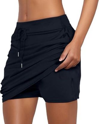 Generico Jupe d&eacute;t&eacute; l&eacute;g&egrave;re 2 en 1 avec short int&eacute;gr&eacute;, bleu fonc&eacute;, XX-Large