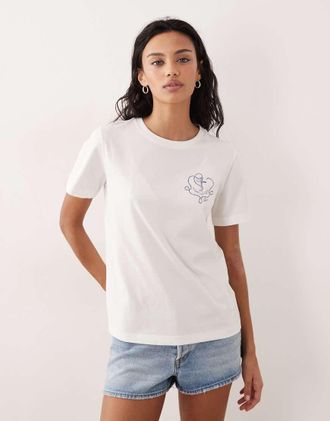 GANT T-shirt ajust&eacute; &agrave; petit logo vintage - Blanc coquille doeuf