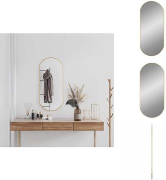vidaXL Wandspiegel Golden 90x40 cm Oval - Wandspiegel - Goldener Spiegel - Badezimmerspiegel - Wohnzimmerspiegel - Schlafzimmerspiegel
