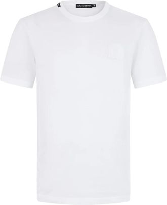 Dolce & Gabbana Homme, Tops, Blanc, Taille: XL T-shirt en coton avec logo