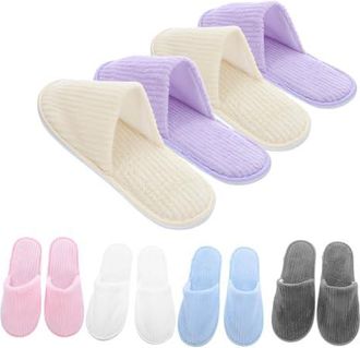 PartyKindom 6paires Lot Pantoufles Hôtel Lavables Polaire Corail Fermées Antidérapantes Pour Spa Et Invités Intérieurs