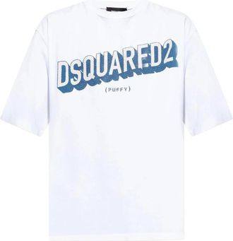Dsquared2 Homme, Tops, Blanc, Taille: XL Cotton Jersey Graphic T-Shirt