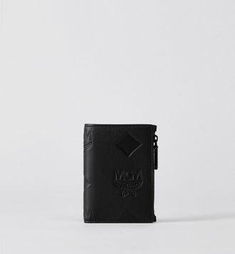 MCM Aren Portemonnaie aus Leder mit Maxi-Monogramm und Schnappverschluss BLACK LEATHER