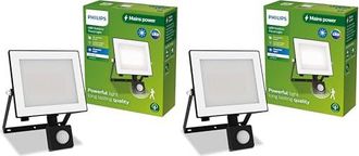 Philips Lois Projecteur Ext&eacute;rieur avec Capteur, 30 W, 3000 K, Noir (Lot de 2)