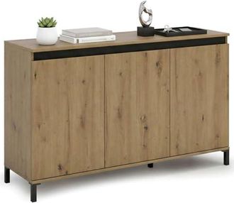 Dmora Kommode Dodoma, Wohnzimmerbuffet, Wohnzimmer-Sideboard, Moderne K&uuml;chen-Speisekammer, Made in Italy, 138x40h90 cm, Gl&auml;nzendes Wei&szlig; und Anthrazit