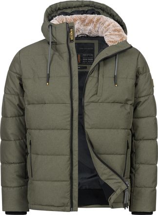 Indicode Herren INHebero Winterjacke mit Kapuze und Rei&szlig;verschluss | Herrenjacke Steppjacke f&uuml;r M&auml;nner Army, M