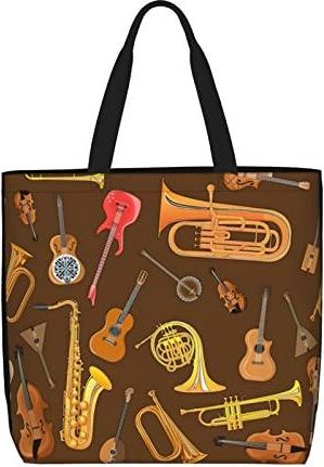 Generic Sac Fourre-Tout Mod&egrave;le DInstrument De Musique Trompette Sac &Agrave; Provisions De Grande Capacit&eacute; Avec Poign&eacute;es Sacs En Toile, Pour Shopping, Burea, Voyage,