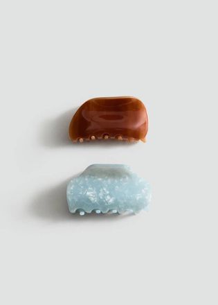 Mango Lot de pinces &agrave; cheveux effet nacr&eacute; bleu ciel - Femme - Taille unique - MANGO