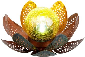 Globo Lighting LED Garten Solar Lampe Tisch Leuchte Lotus Blume Deko Beleuchtung Balkon Hof Leuchte gr&uuml;n GOLD