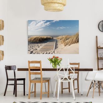 Bilderwelten home24 Leinwandbild Ostsee Strand III Leinen Beige 120cm
