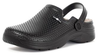 Eagsouni Clogs Hausschuhe Gef&uuml;ttert Herren Damen Winter Gartenschuhe Wasserdicht Gartenclogs Warme Pantoletten rutschfeste, Schwarz, 47 EU