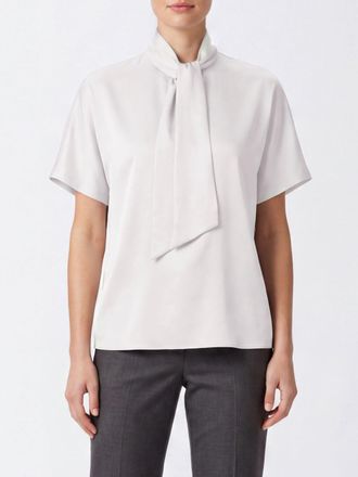 Brunello Cucinelli Seidenbluse mit Schluppe und kurzen &Auml;rmeln