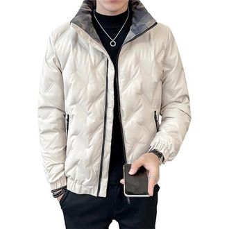 Generic Veste matelass&eacute;e coupe-vent pour homme avec col montant et l&eacute;g&egrave;re en duvet, blanc, XXL