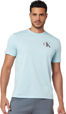 Calvin Klein Herren T-Shirt Kurzarm Left Chest Logo Tee Slim Fit, Blau (Stratosphere), M