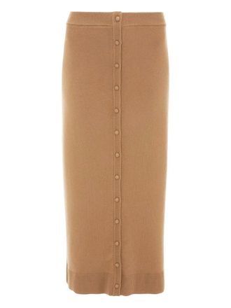 Victoria Beckham jupe mi-longue à boutons - Marron