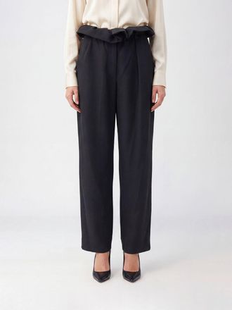 Khaite Gerade geschnittene Merinowollhose mit geraffter Taille und R&uuml;ckenverschluss