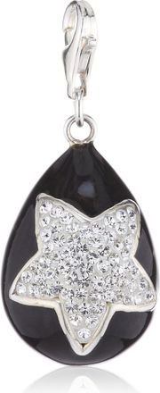 Pasionista Unisex-Anhänger schwarz mit Stern und weißen Zirkonias 925 Sterling Silber 607672