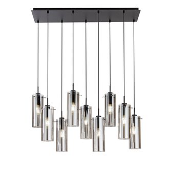 Luce-Ambiente-Design Magic Suspension in Black Metal With Nine Smoked Glass Diffusers