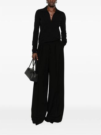 Max Mara Bobble Knit Spread Collar Sweater - Black