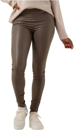 Object Objbelle MW Coated Legging - - Trousers - Damen - Braun - W34