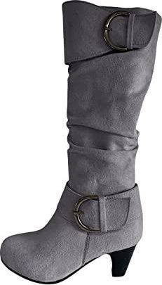 E.SSUE Bottes Femme Talon Sexy Bottines Daim Bottines Femme Vintage Bottes Mi-Hautes Boots Equitation Bottes De Neige Mode Femme Bottes Automne Et Hiver Chau