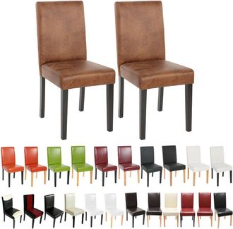 Mendler Mendler - Lot de 2 chaises de s&eacute;jour Littau, simili-cuir, aspect daim marron, pieds clairs