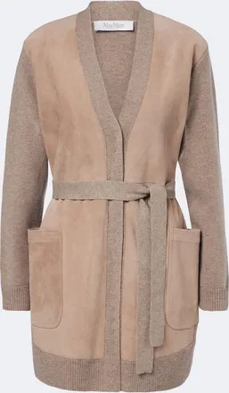 Max Mara Cardigan en laine, cachemire et daim