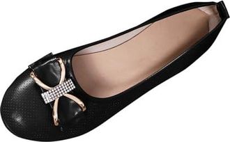 Generic Chaussures de ballet pour femme avec noeud - Couleur unie - &Eacute;l&eacute;gantes - L&eacute;g&egrave;res - Classiques - Confortables - Pour le travail et le bureau - Style d&eacute;c