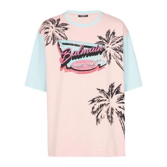 Balmain Homme, Tops, Multicolore, Taille: 2XS T-shirt ample Miami imprim&eacute;
