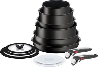 T-fal Ingenio Unlimited On 13-teiliges Topf und Pfannenset abnehmbarer Griff, stapelbar, platzsparend, Pfannen Induktion mit Antihaftversiegelung, einfache 