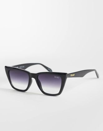 Quay Quay - Call The Shots - Cat-Eye-Sonnenbrille in verblasstem Schwarz