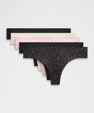 lululemon String InvisiWear taille mi-haute Lot de 5 pour Femmes - Noir/Rose - Taille XL