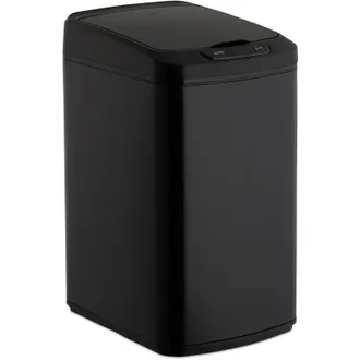 Relaxdays Relaxdays Poubelle capteur 12 l, Automatique, r&eacute;cipient carr&eacute;, senseur, d&eacute;chets couvercle et bo&icirc;te int&eacute;rieure, noire